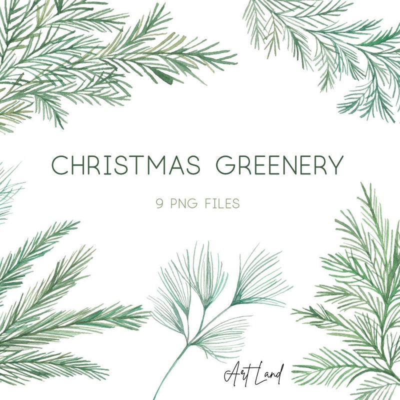 Winter Greenery Clipart - Etsy