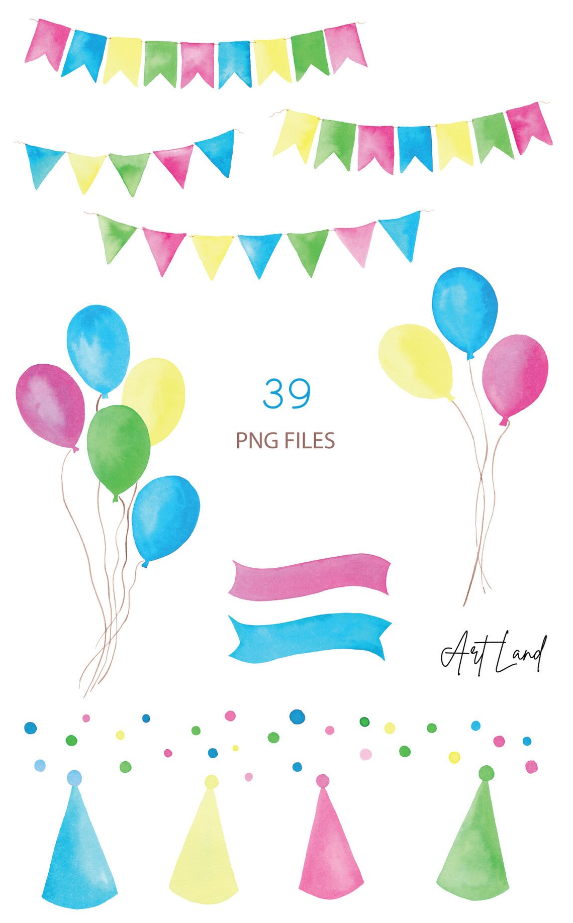 Watercolor Party Clipart Hand Painted Watercolour Balloons - Etsy