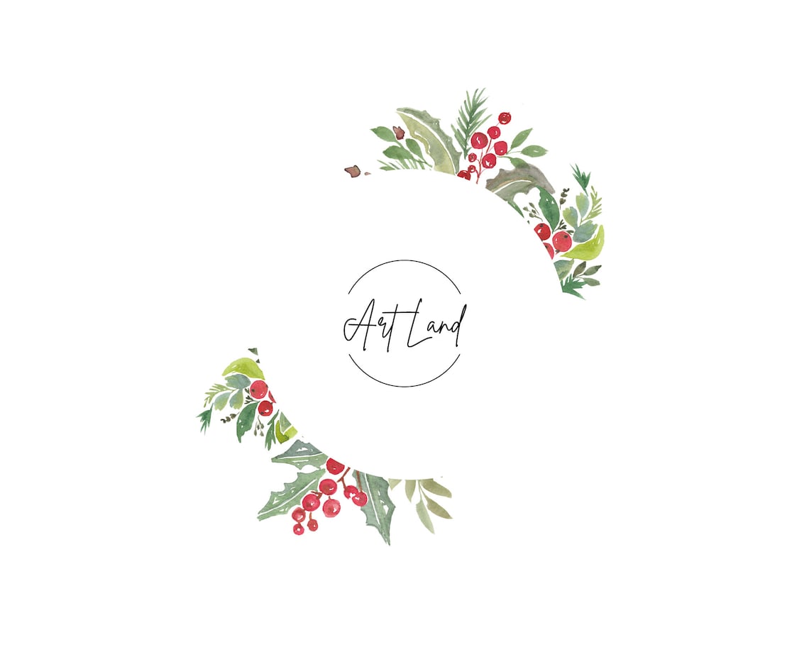 Christmas Frame Clipart Watercolor Winter Clipart Holiday - Etsy