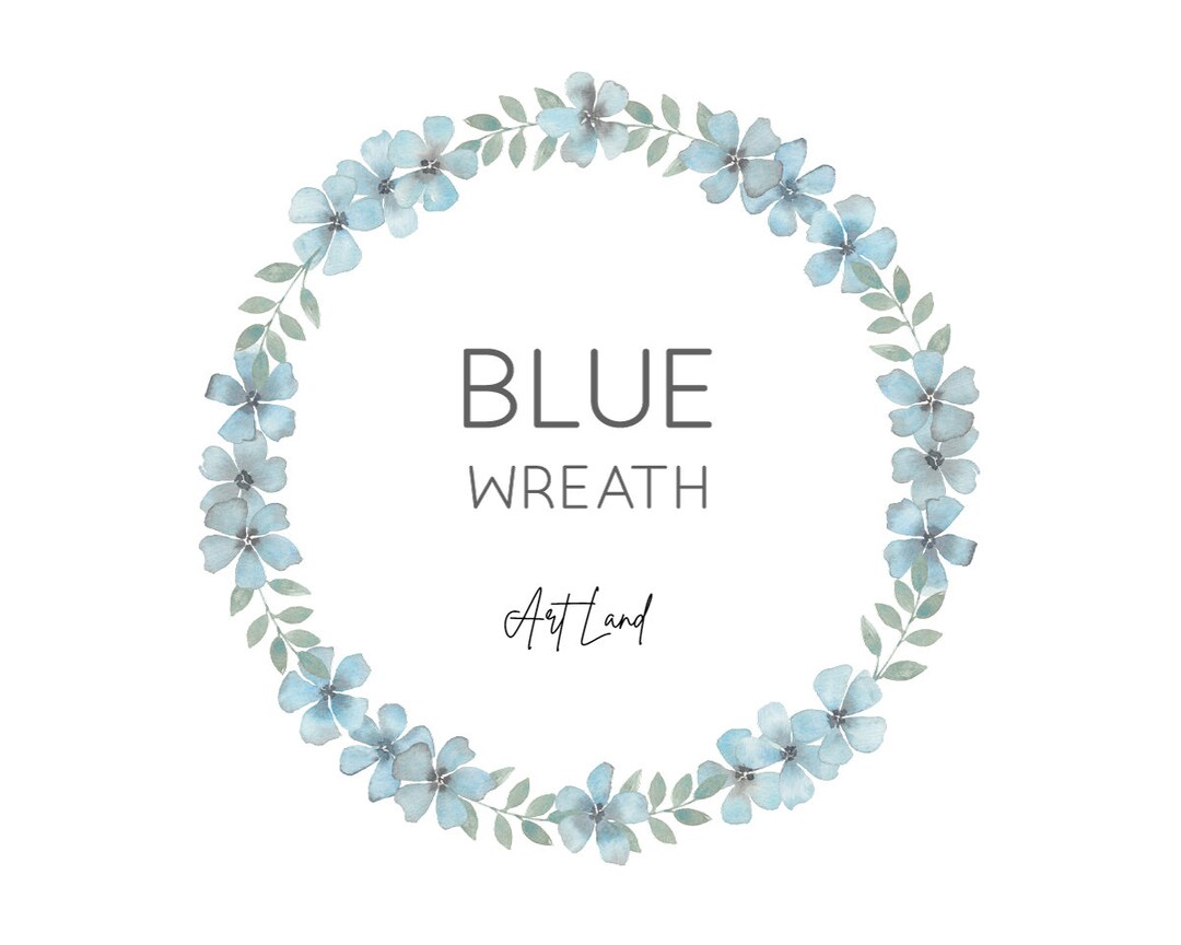 Blue Flowers Wreath Clip Art, Floral Frame, Floral Wreath Clipart, Hand ...
