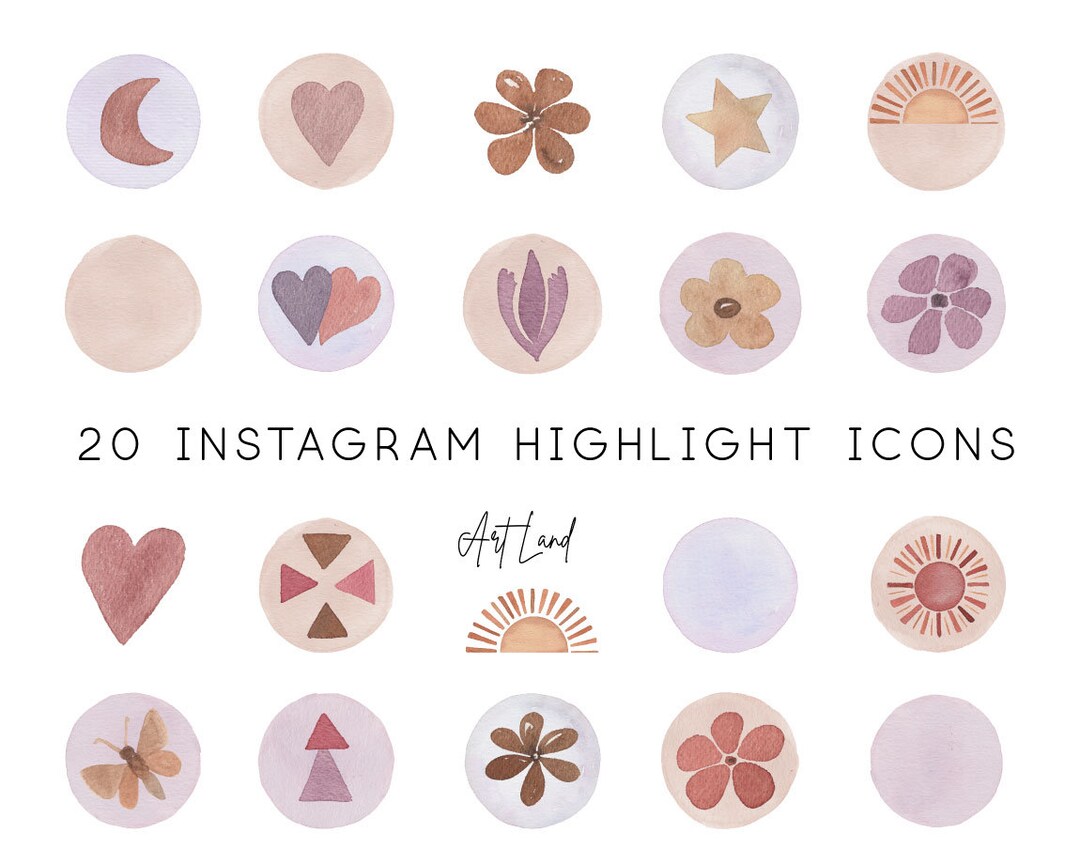 Instagram Story Highlight Icons, Watercolor Circles Clipart, Purple ...