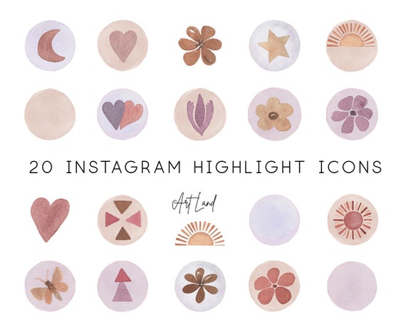 Instagram story highlight Icons Watercolor Circles Clipart | Etsy