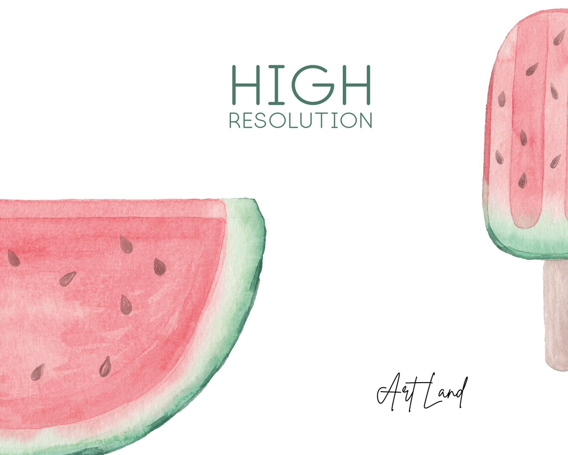 Watercolor Watermelon Clip Art, Hand Painted Watermelon Watercolour ...