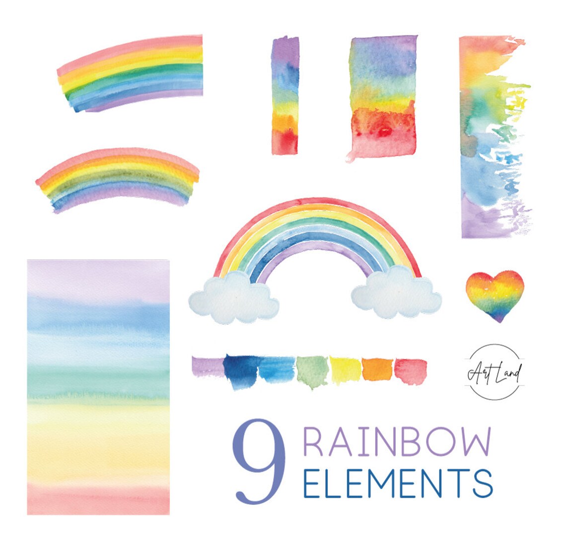 Watercolor Rainbow Clip Art Hand Painted Rainbow Watercolour | Etsy