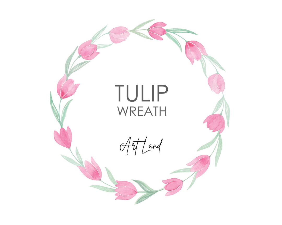 Tulip Floral Wreath, Watercolor Tulip Clipart, Easter Wreath, Spring ...