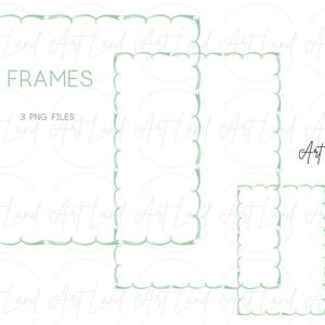 Watercolor Green Frame Clipart: 3 Hand-painted Invitation Decor (PNG ...