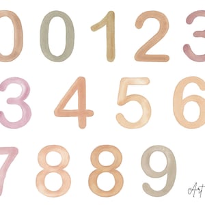 Watercolor Numbers, Boho Numbers Clipart, Clip Art Party Invitation ...