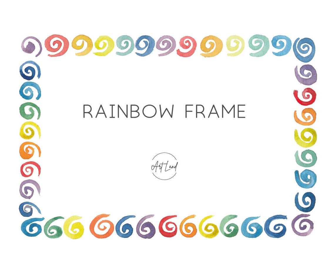 Watercolor Rainbow Frame Clipart – 1 Hand-painted Rainbow Frame PNG for ...