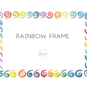 Watercolor Rainbow Frame Clipart – 1 Hand-painted Rainbow Frame PNG for ...