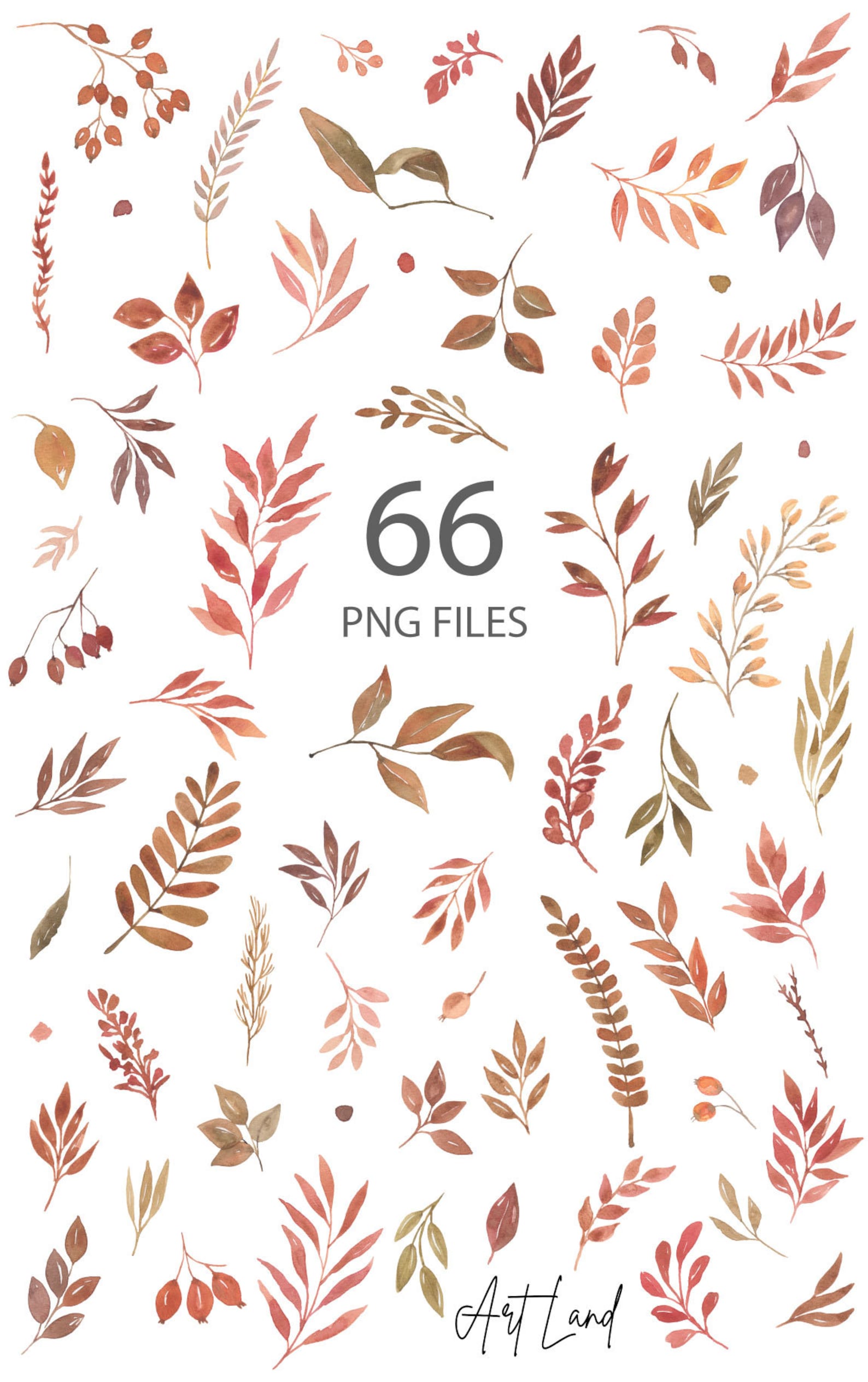 Watercolor Clipart Autumn Leaves Autumn Clipart Bundle - Etsy