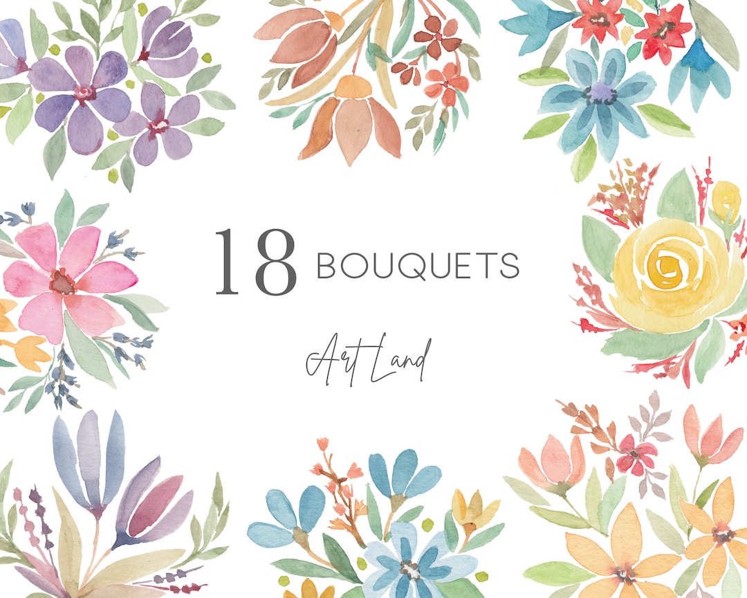 Watercolor Bouquets Flowers, Watercolor Flower Bouquet Clipart ...