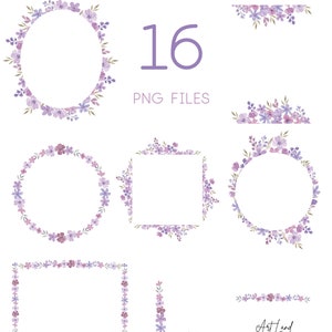 Watercolor Floral Clipart Mauve Roses Purple Frames, Watercolour Clip ...