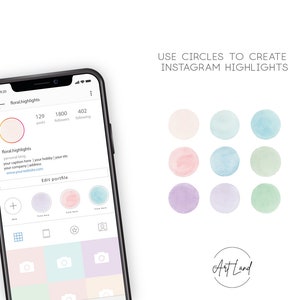 Watercolor Instagram Highlight Icons – 48 Hand-painted Circle Splash ...