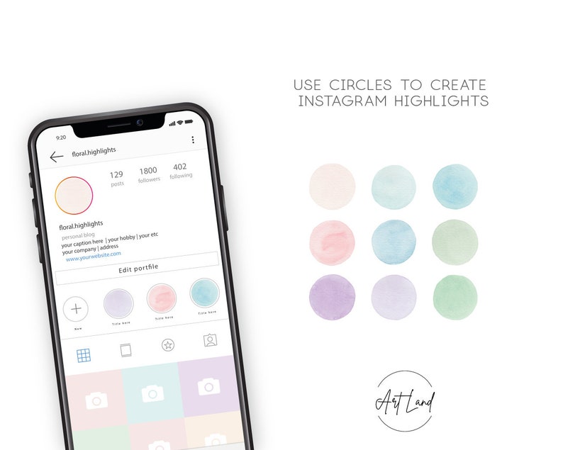 Watercolor Instagram Highlight Icons – 48 Hand-painted Circle Splash ...