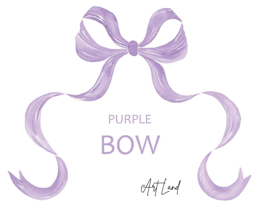 Watercolor Purple Bow Clipart, Watercolor Clip Art, Purple Bow, Purple ...
