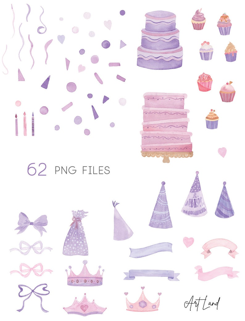 Watercolor Birthday Party Clipart Birthday Watercolor Clip - Etsy