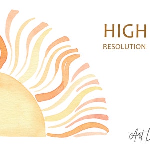 Watercolor Sun Clipart, Hand Painted Watercolour Digital Sun Clip Art ...