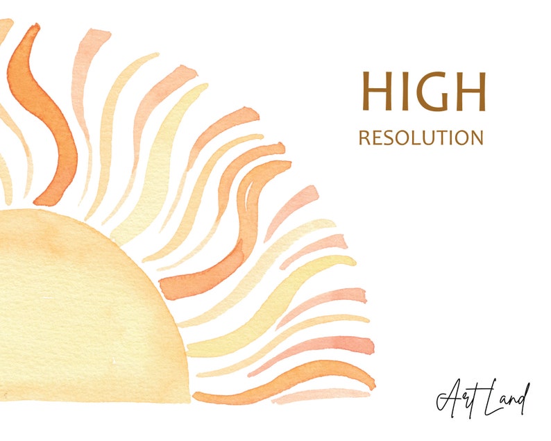 Watercolor Sun Clipart Hand Painted Watercolour Digital Sun - Etsy