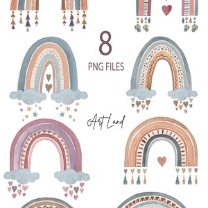 Watercolor Boho Rainbow Clipart, Hand Painted Rainbow Watercolour ...