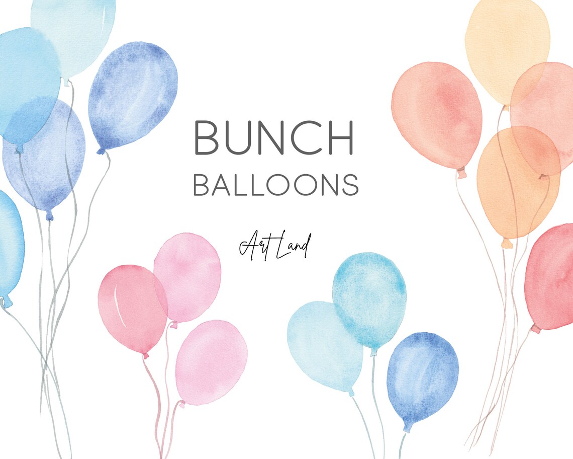 Watercolor Pastel Balloons Clipart Hand Painted Watercolour | Etsy