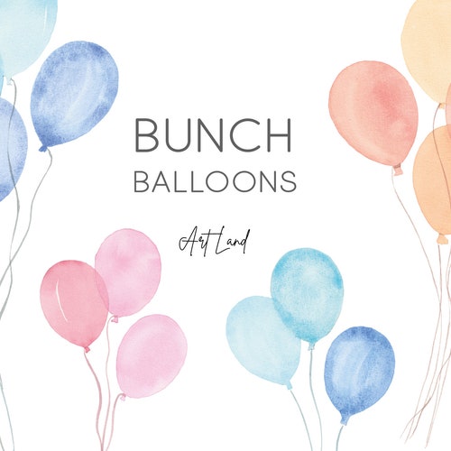 Watercolor Colorful Balloons Clipart Hand Painted Watercolour - Etsy