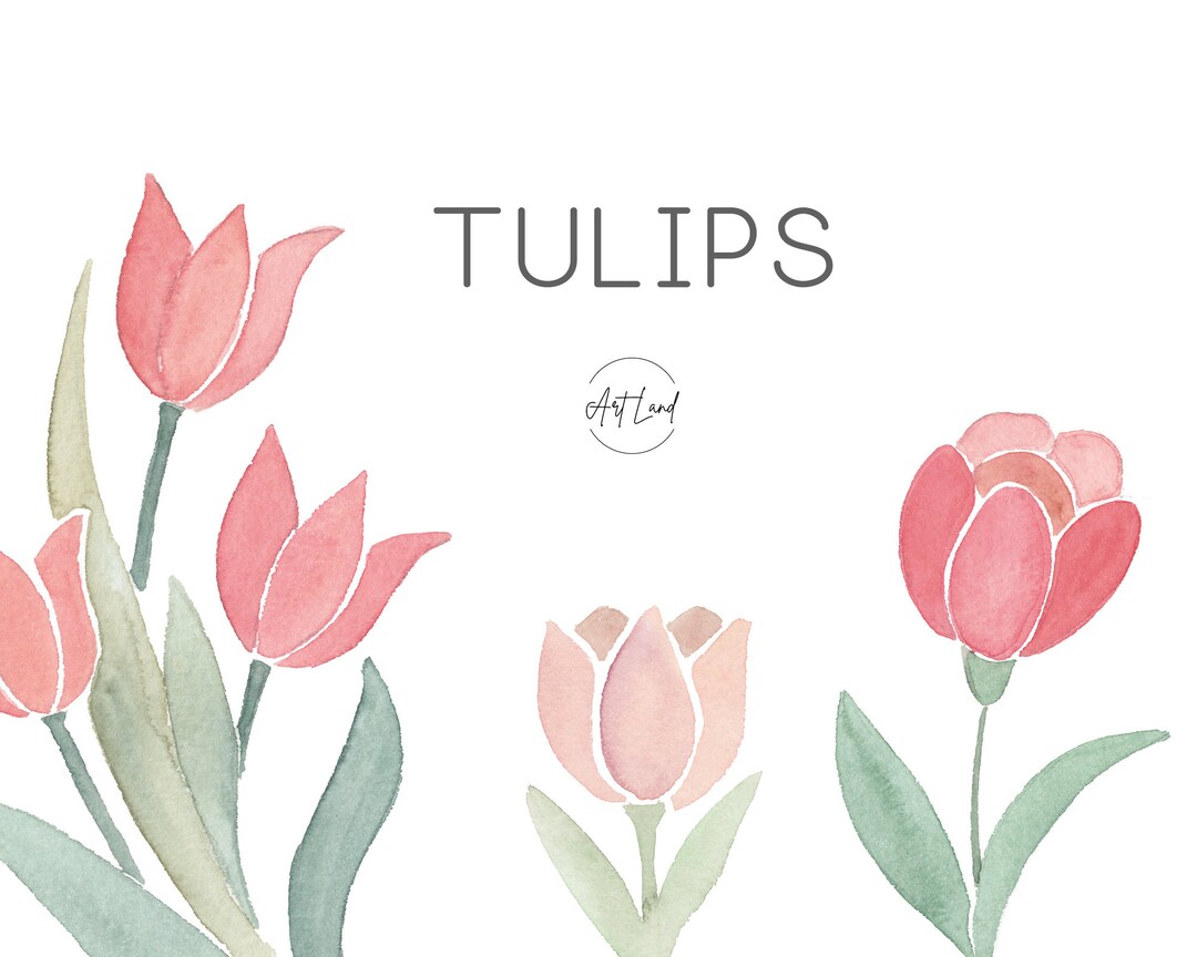 Watercolor Tulips Clipart, Watercolour Clip Art Digital, Tulip Flower ...