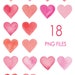 Watercolor Pink & Red Heart Clipart: 18 Hand-painted Love (PNG, Digital ...