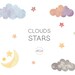Cloud Star Moon Watercolor Clip Art Set Hand Painted Clouds | Etsy