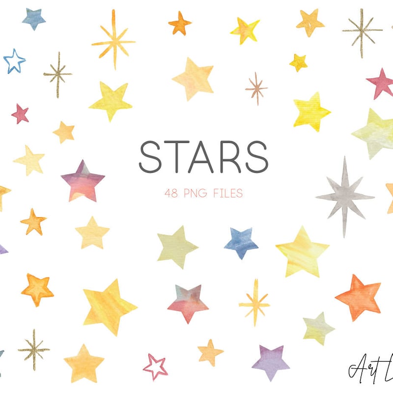 Star Watercolor Svg - Etsy