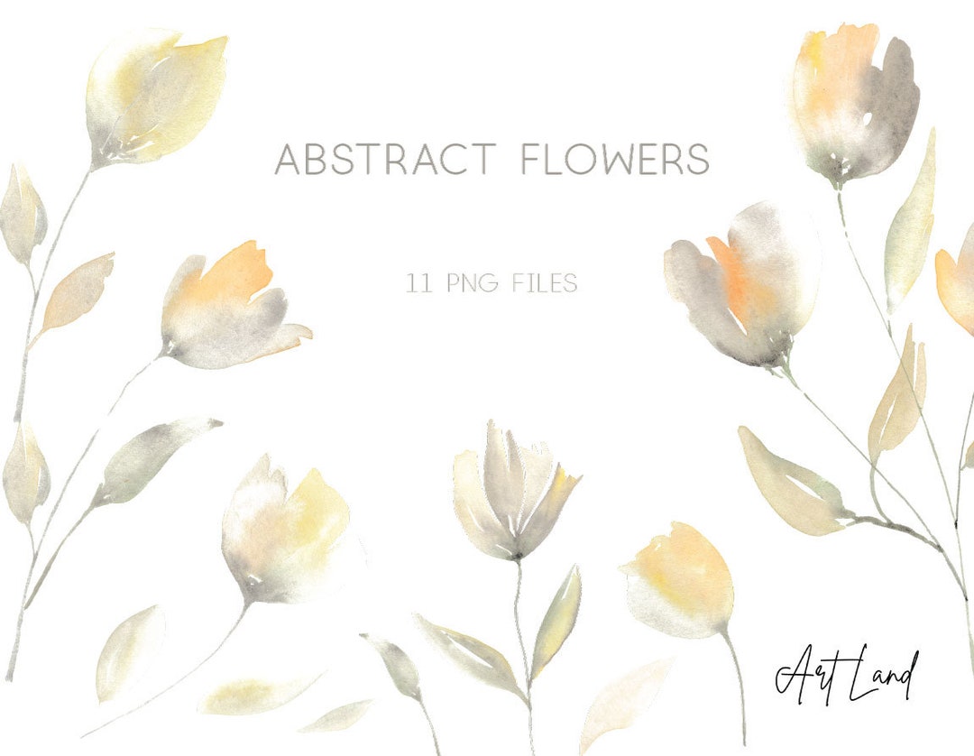 Watercolor Abstract Flowers Clipart, Abstract Flowers Watercolour Clip ...