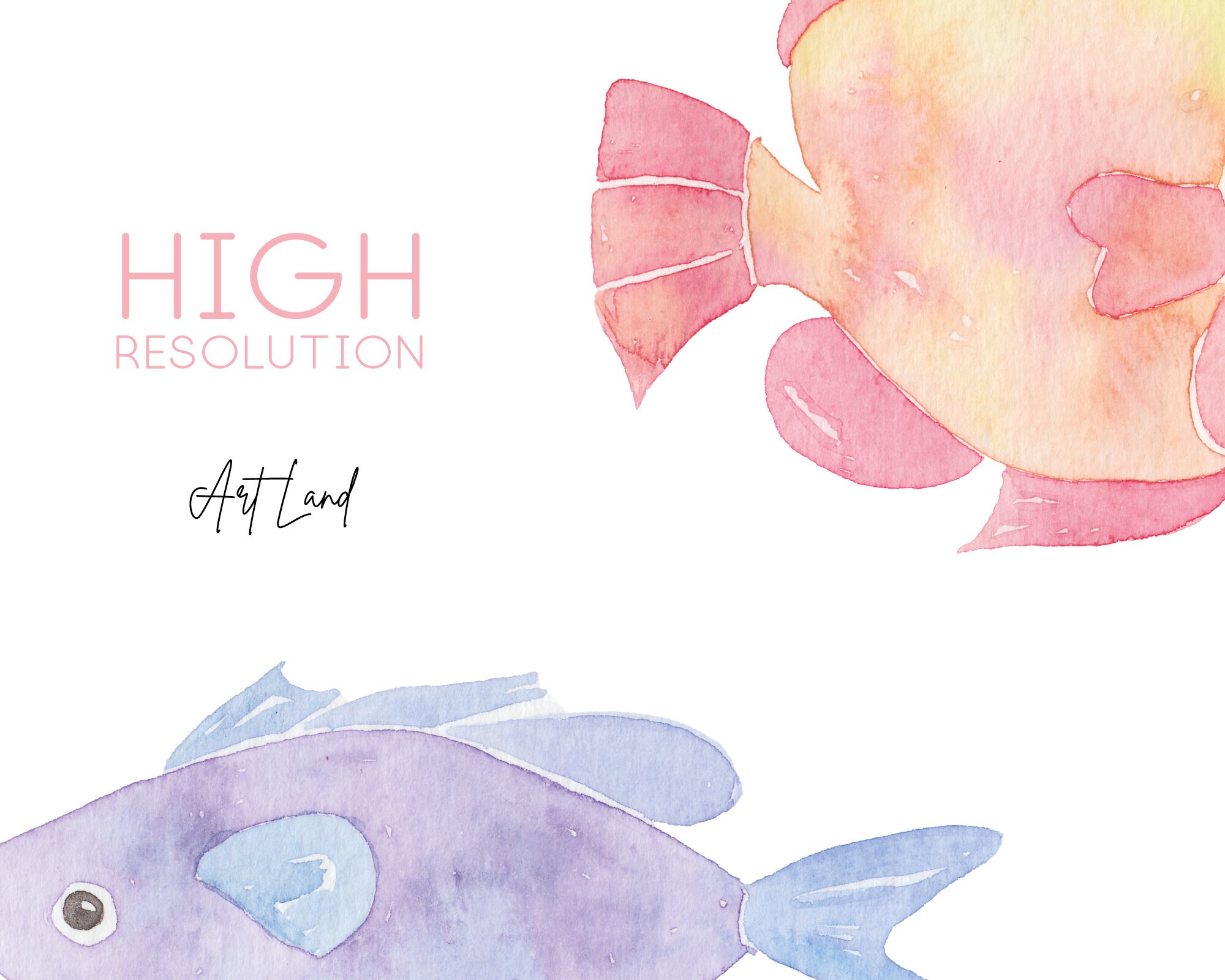 Watercolor Fish Hand Painted Watercolour Digital Fish Sea | Etsy