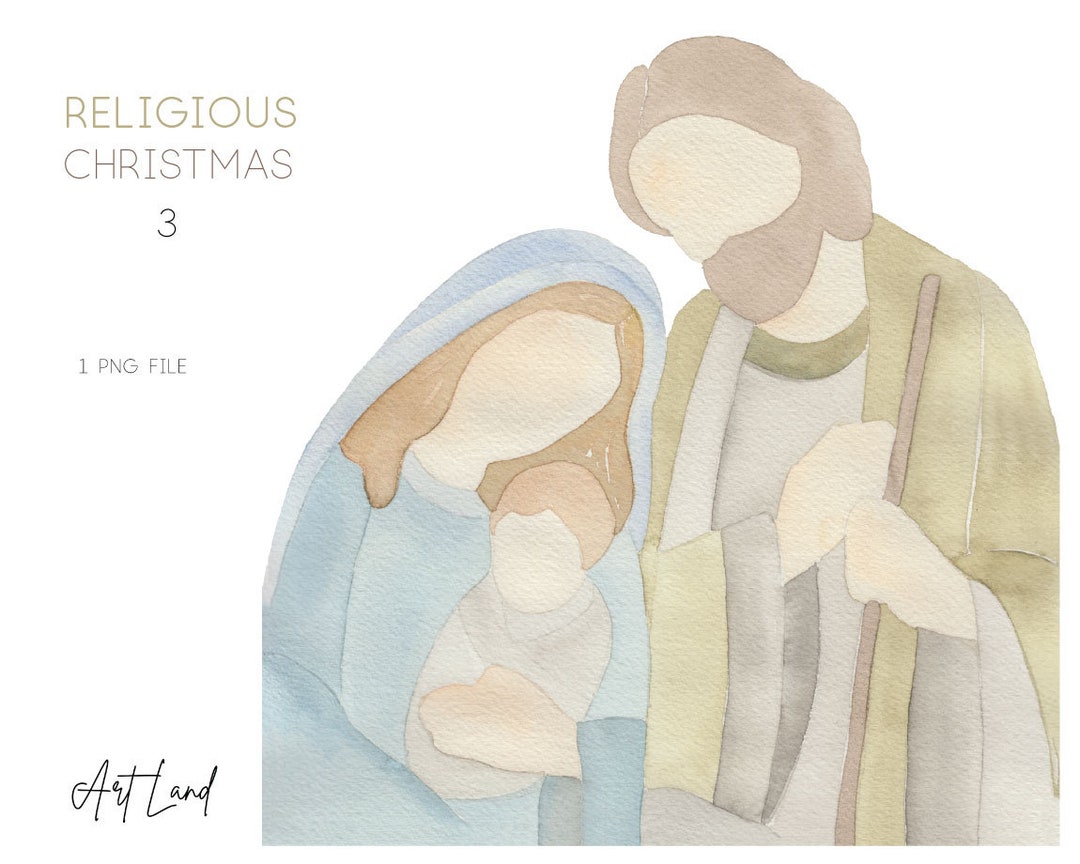 Watercolor Nativity, Religious Christmas Clipart, Hand Painted ...