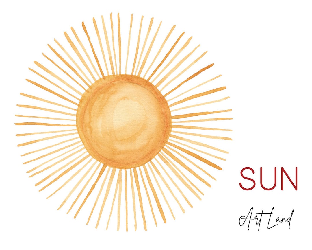 Watercolor Sun Clipart, Hand Painted Watercolour Digital Sun Clip Art ...