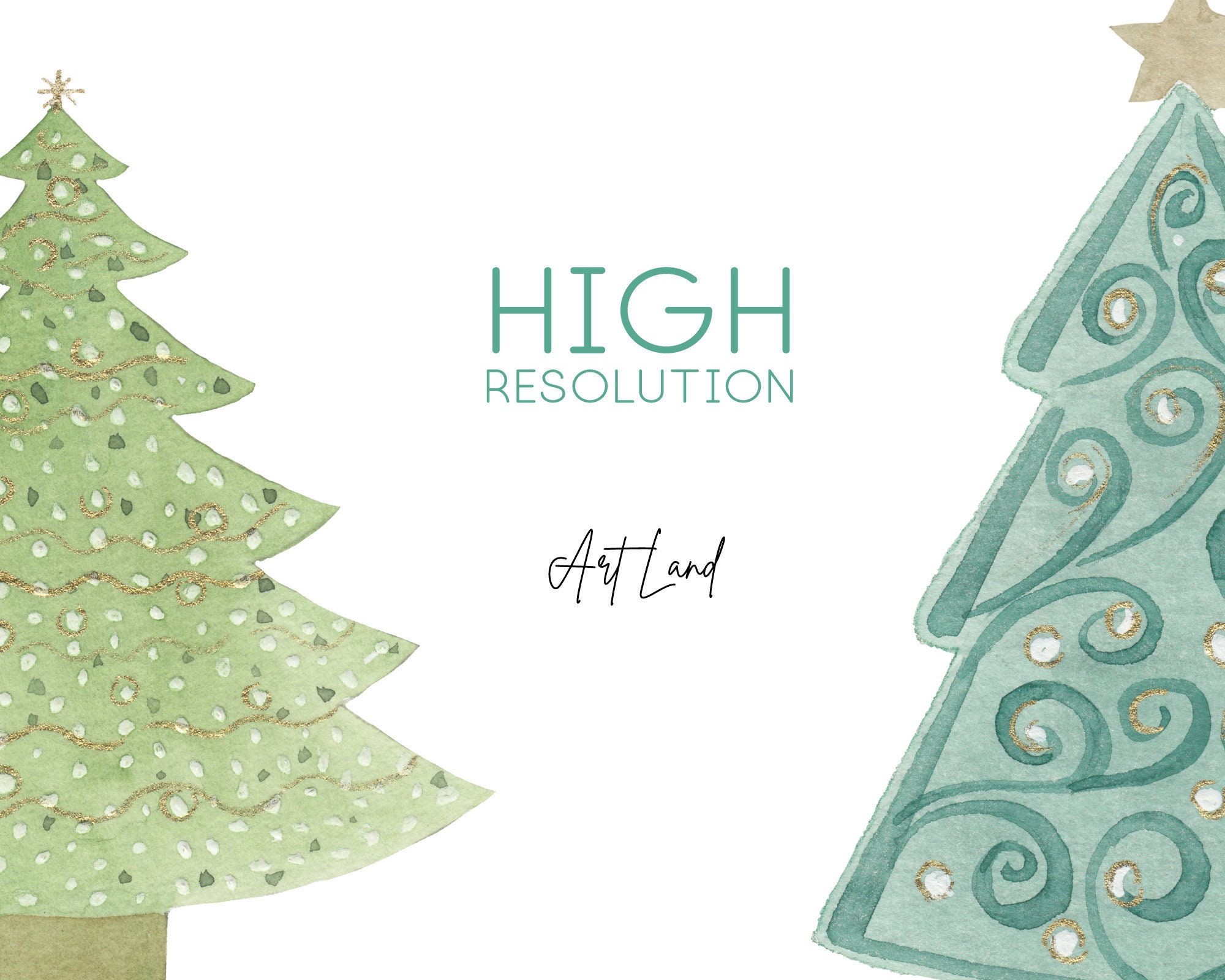 Watercolor Christmas Tree Clipart Christmas Tree Clipart | Etsy