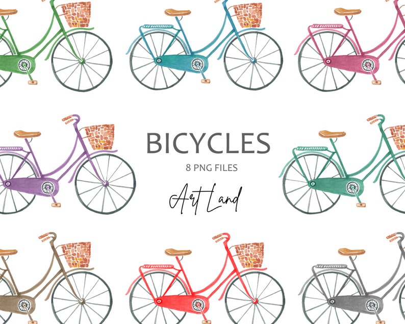 Watercolor Bicycles Clip Art Bike Clipart Watercolor Spring - Etsy