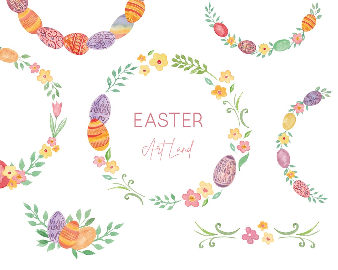 Watercolor Easter Clipart, Spring Wreath, Easter Wreath, Spring Floral ...