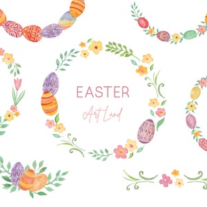 Watercolor Easter Clipart, Spring Wreath, Easter Wreath, Spring Floral ...