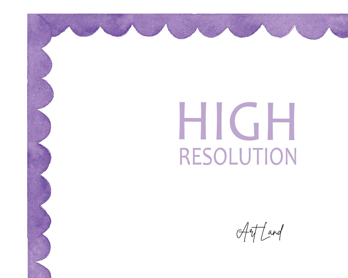 Watercolor Purple Frame Clipart Set – 3 Hand-painted Borders (PNG ...