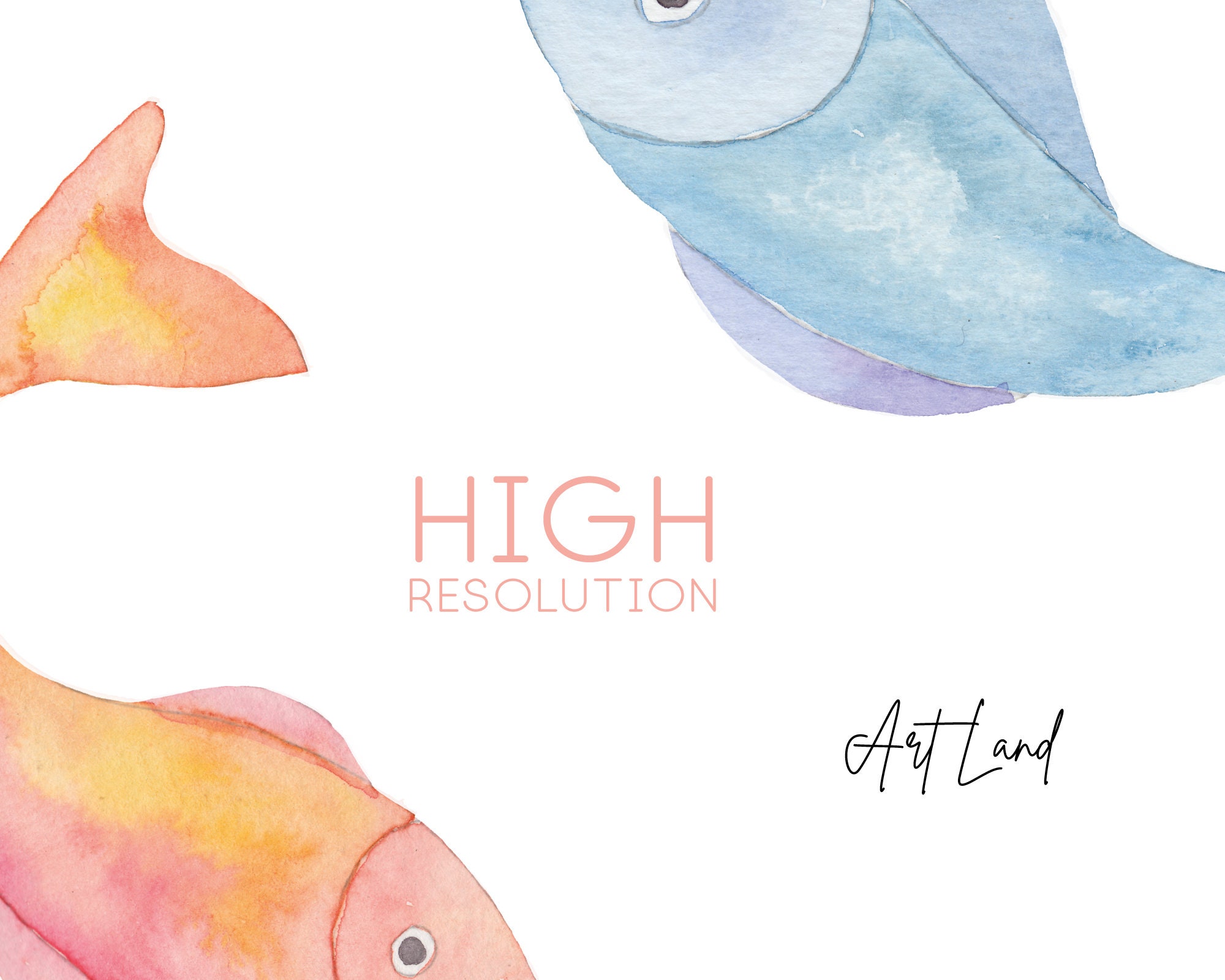 Watercolor Fish hand painted watercolour digital fish Sea | Etsy