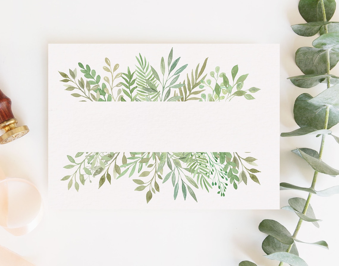 Watercolor Greenery Frames Borders Green Leaves Branches - Etsy