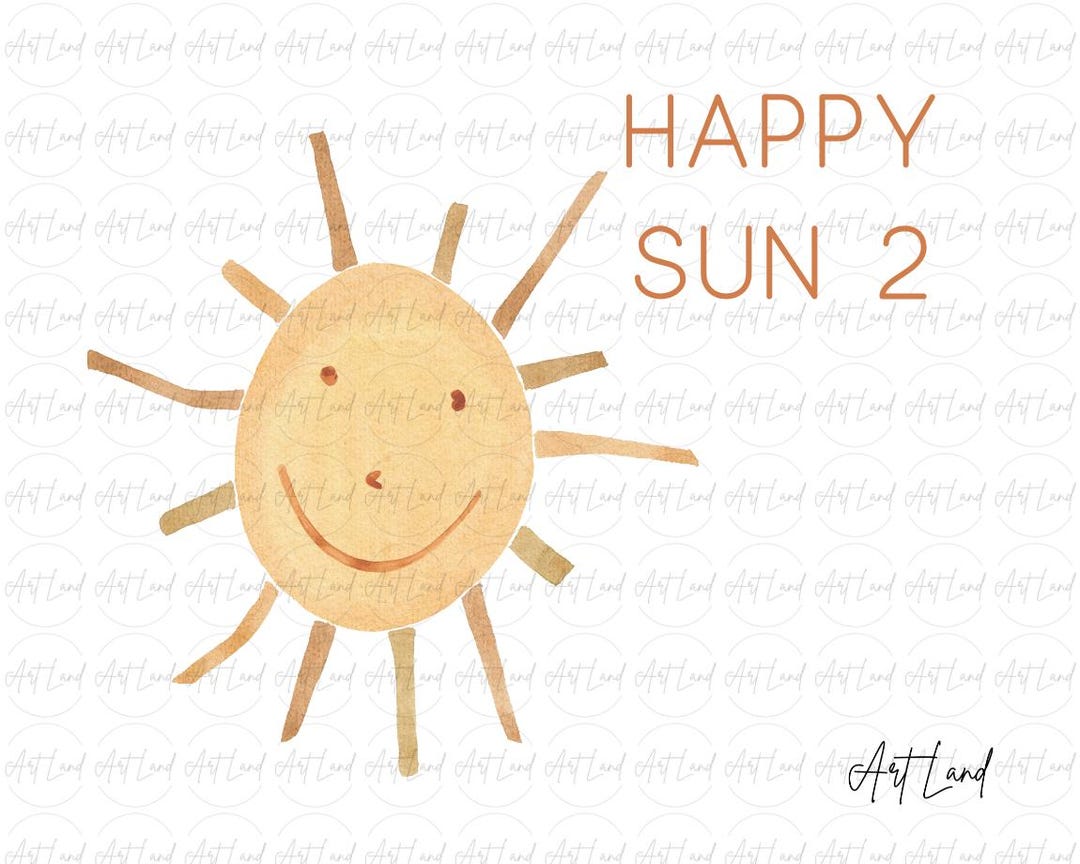 Watercolor Smiling Sun Clipart II: Hand-painted Nursery Decor (PNG ...