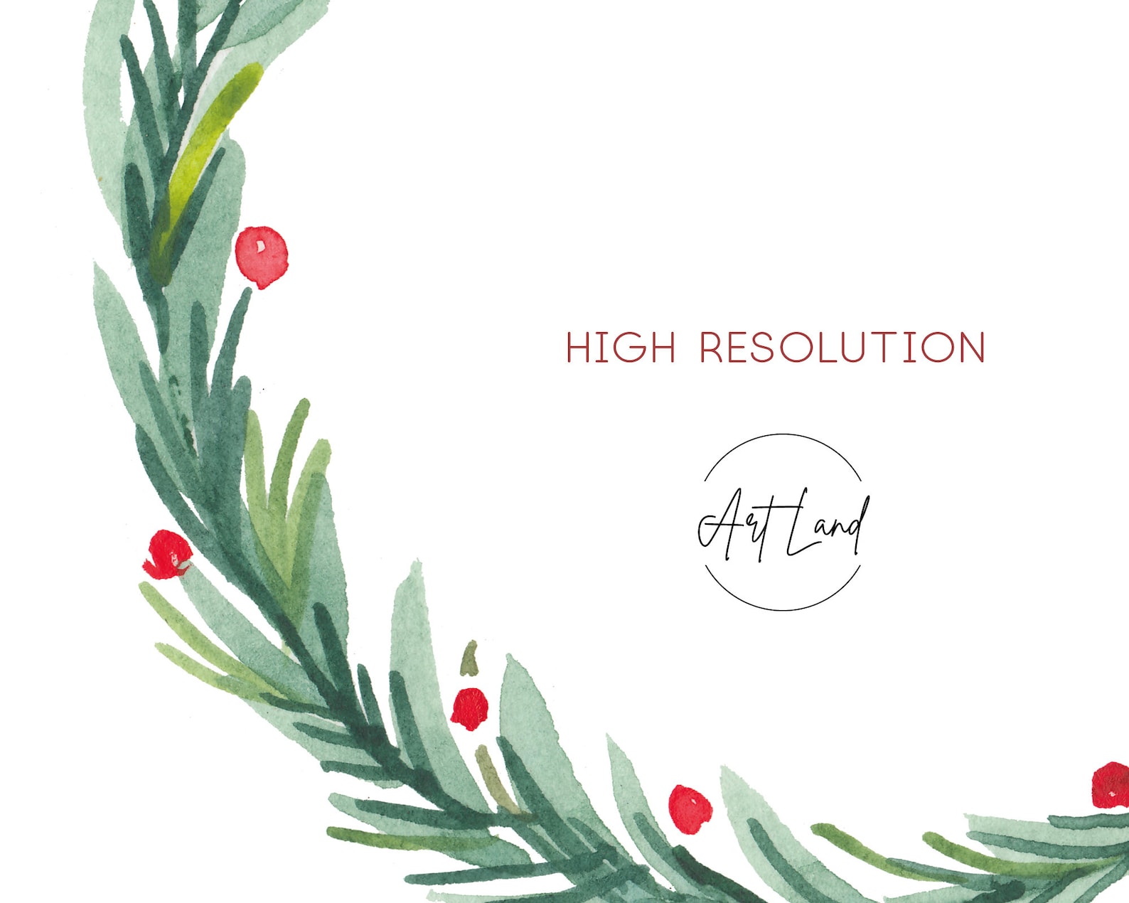 Christmas Wreath Clipart Watercolor Winter Clipart Holiday | Etsy