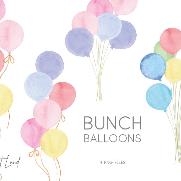 Watercolor Balloons Clipart - Etsy