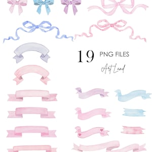 Watercolor Ribbon Banners and Bows Clipart, Watercolor Clip Art ...