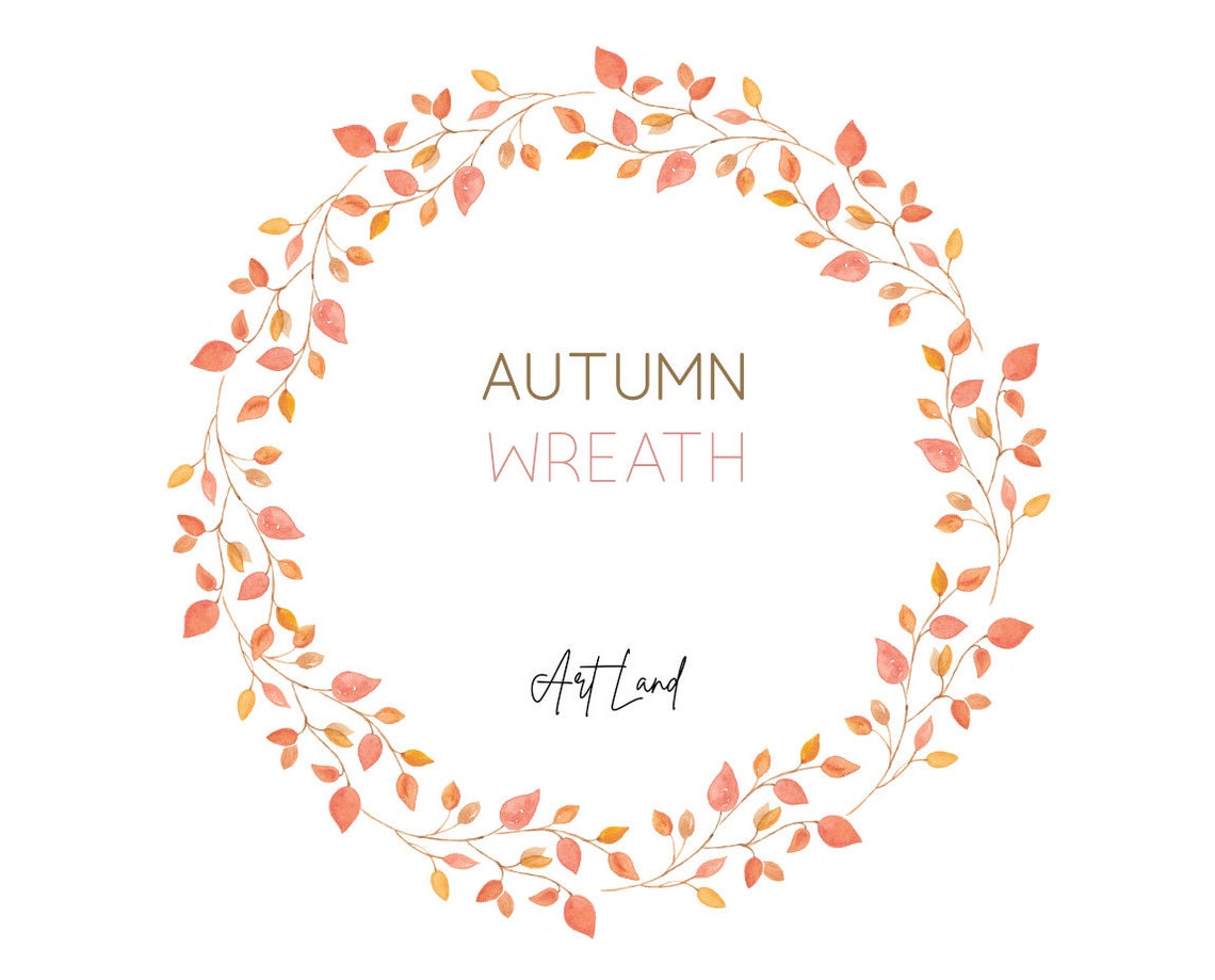Autumn Wreath Clipart Watercolor Clip Art Wreath Foliage - Etsy