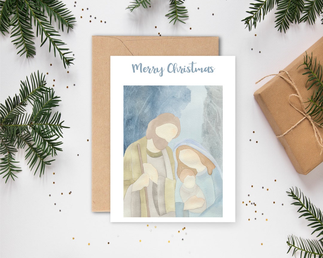 Religious Christmas Card, Watercolor Christmas Card, Holiday Card ...