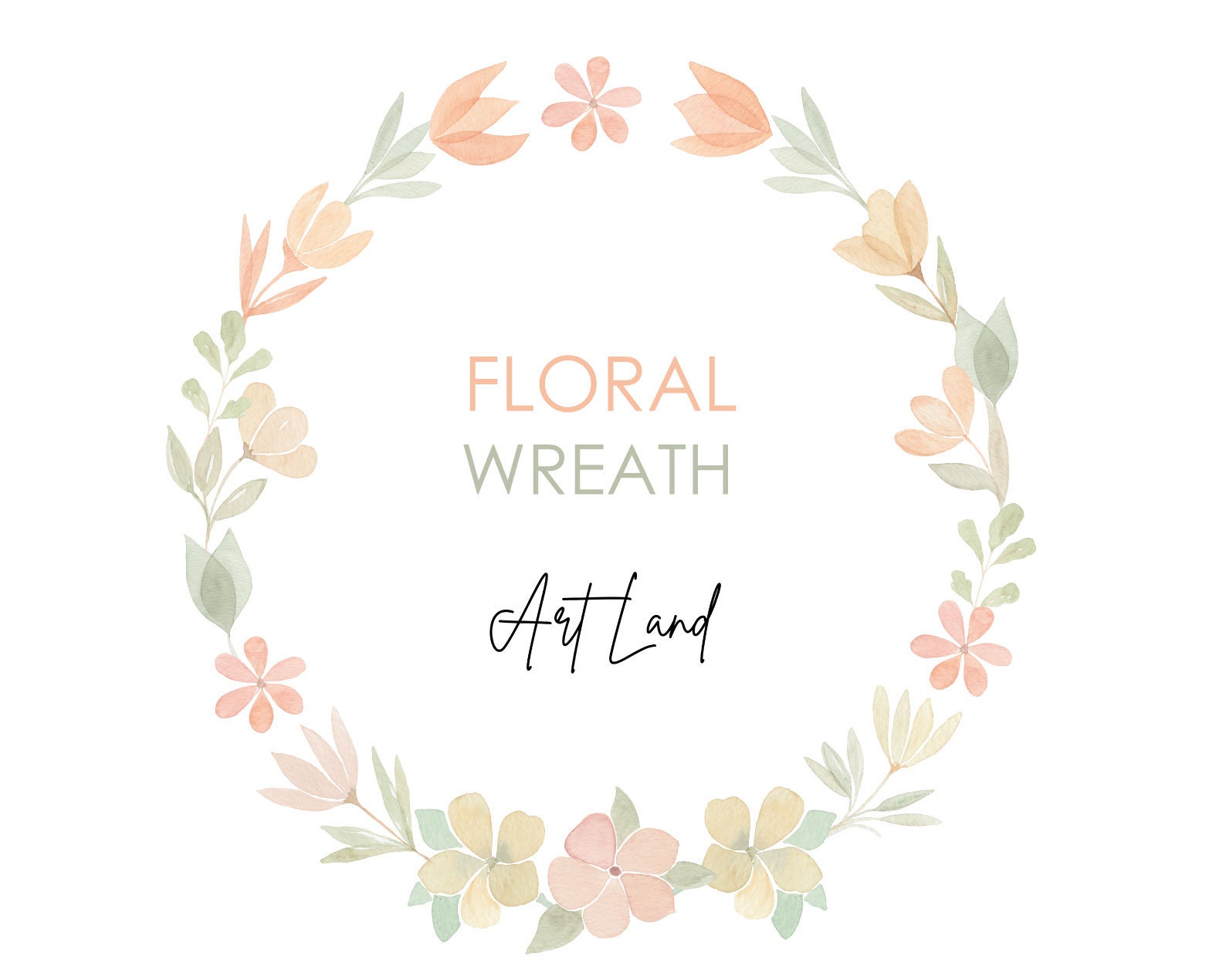 Floral Wreath Clip Art, Floral Frame, Set Floral Wreath Clipart, Hand ...