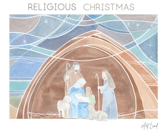 Watercolor Nativity Religious Christmas Clip Art Hand - Etsy