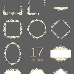 Watercolor Floral Clipart Frames Border Daisy Flower, Watercolour Clip ...