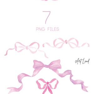Watercolor Pink Bows Clipart, Watercolor Clip Art, Files Hand Painted ...